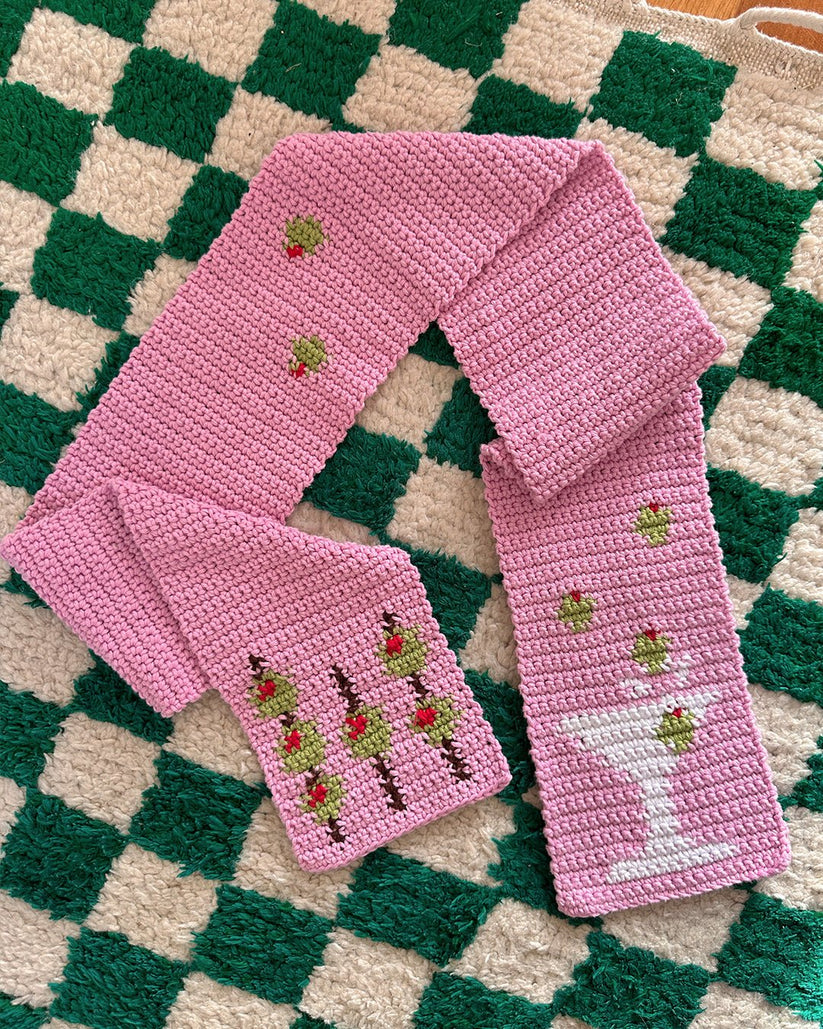 Beginner Crochet Scarf Pattern Dirty martini & Olives – devout hand