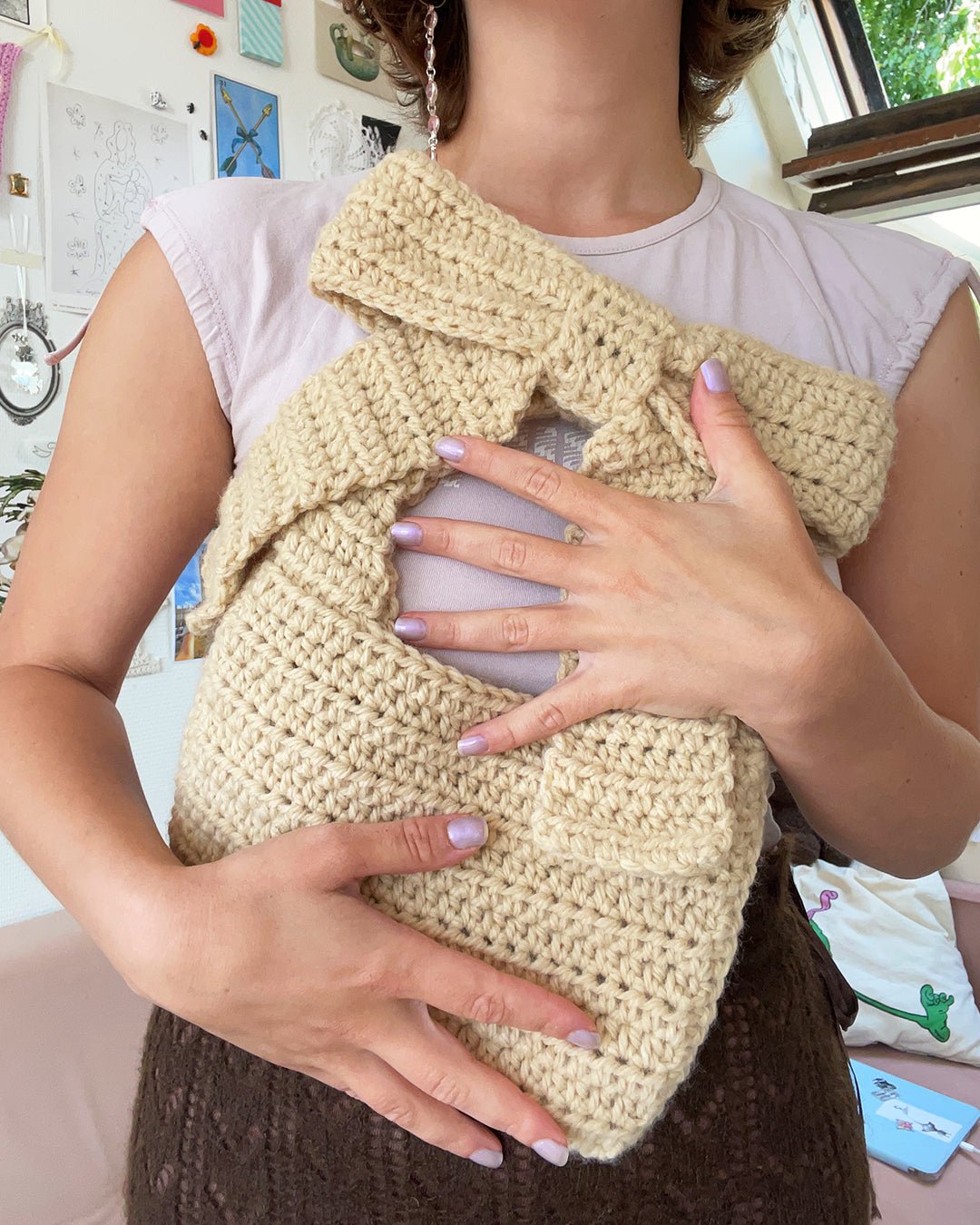 Beginner Crochet Bag Pattern Big Bow Bag Mini Bow Bag by devout hand