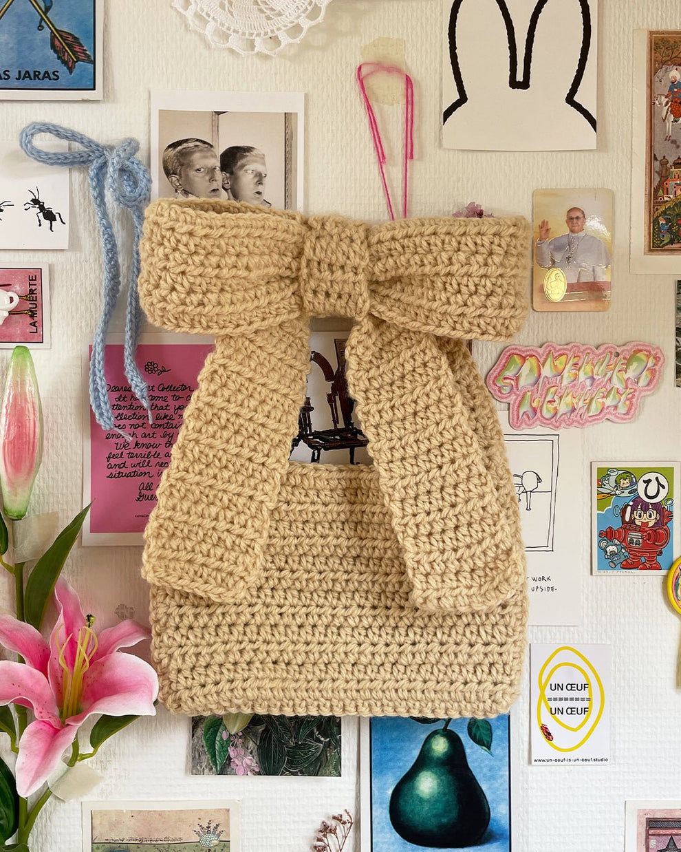 Beginner Crochet Bag Pattern Big Bow Bag Mini Bow Bag by devout hand